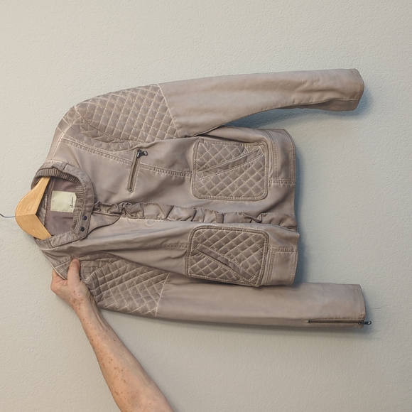 elevenses | Jackets & Coats | Elevenses Tan Leatherlike Jacket | Poshmark